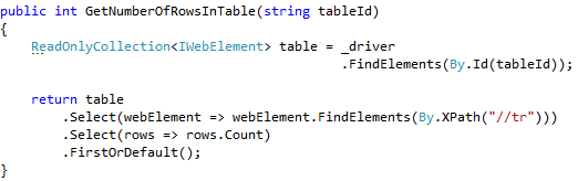 Selenium 2 Get Number Of Rows In A Table
